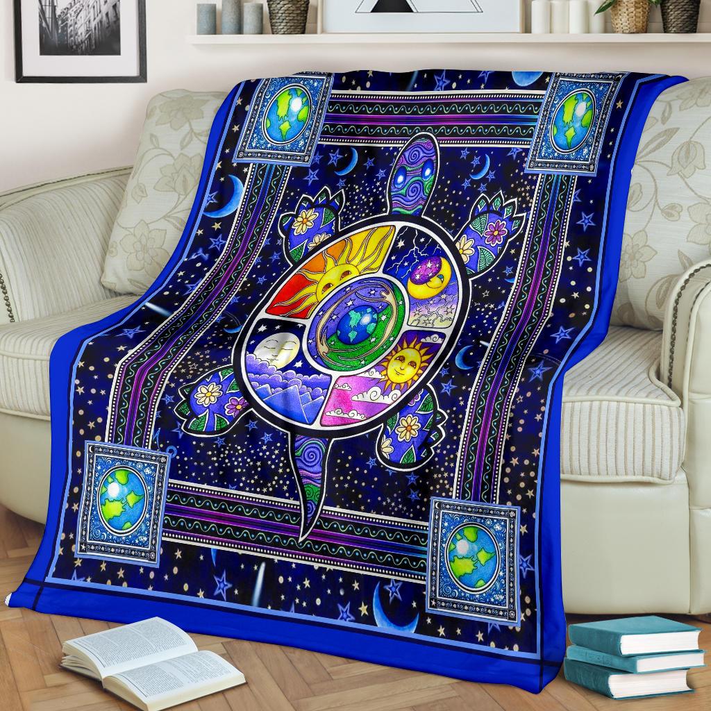 Turtle Color Fleece Sherpa Throw Blanket TeeUni